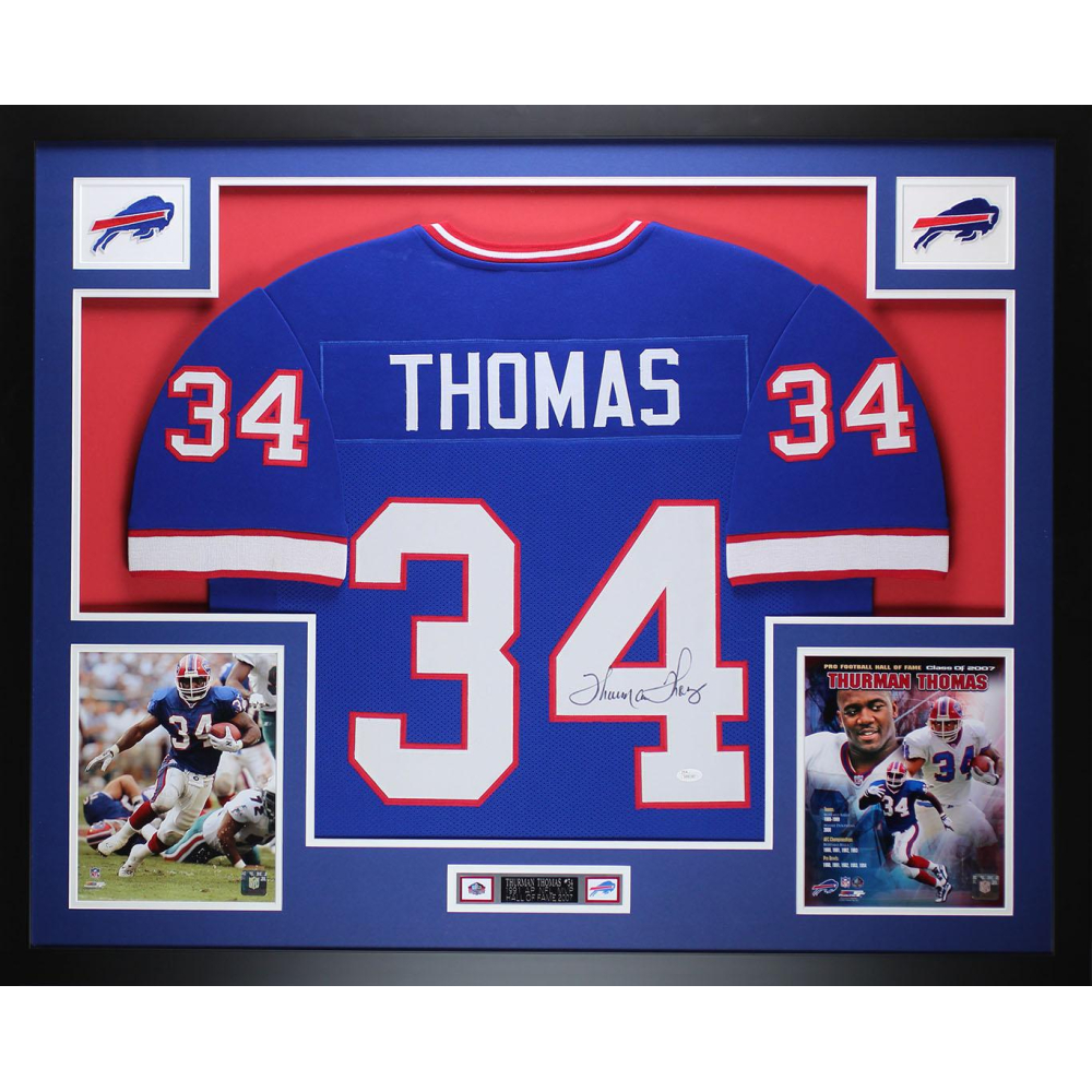 Thurman Thomas Signed Bills Custom Framed Jersey Display (JSA ...