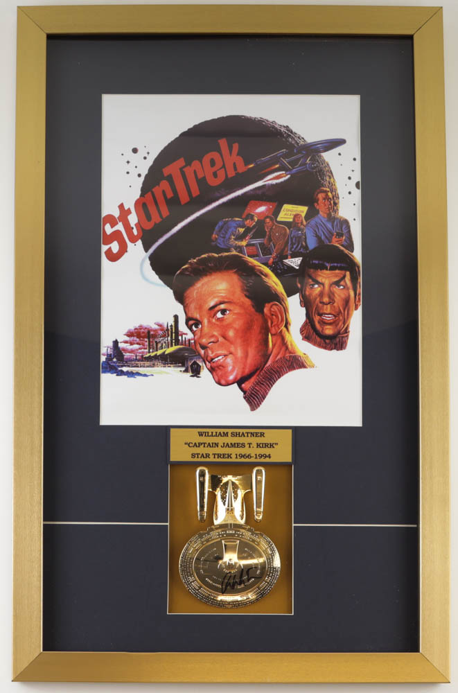 William Shatner Signed "Star Trek" Custom Framed Print with Gold Metal ...