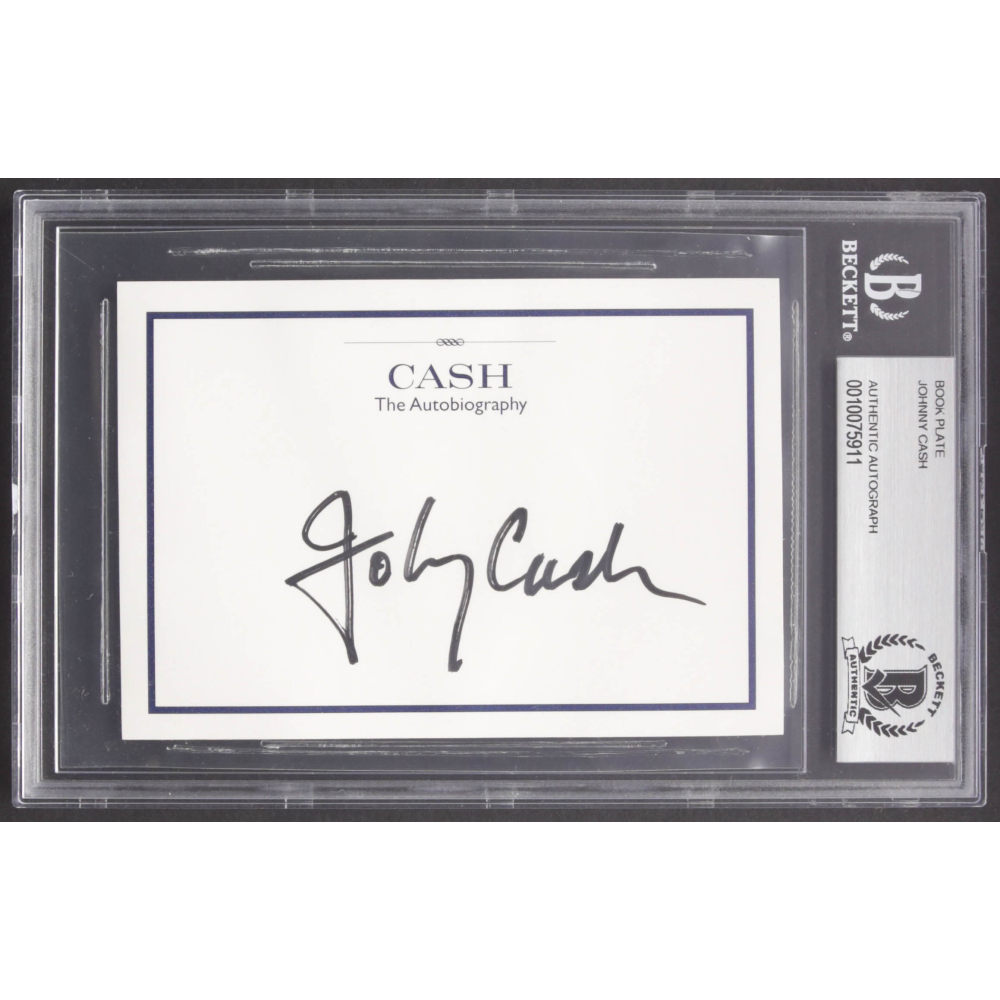 Johnny Cash Signed 4x6 Book Plate (BGS) | Pristine Auction