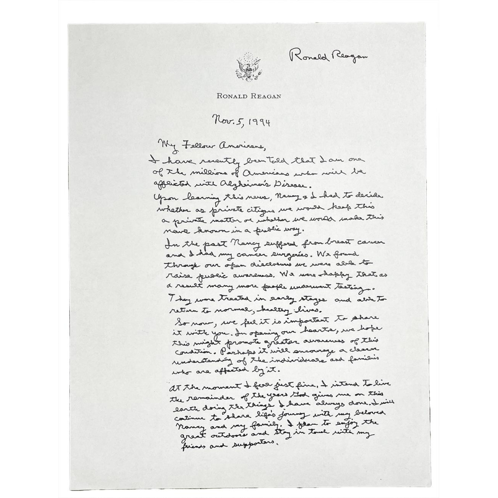 Ronald Reagan Signed 1994 Speech Manuscript (Beckett) | Pristine Auction