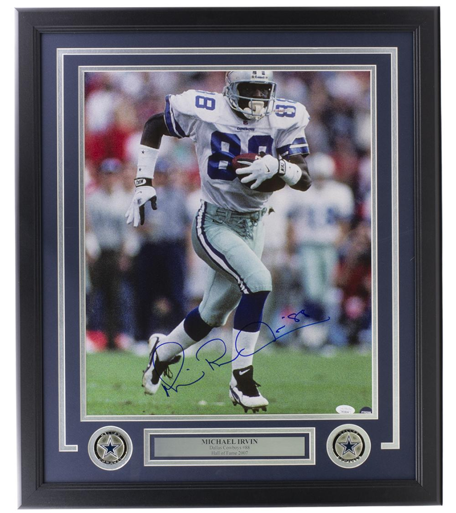 Michael Irvin Signed Cowboys Custom Framed Photo Display (JSA & Prova ...