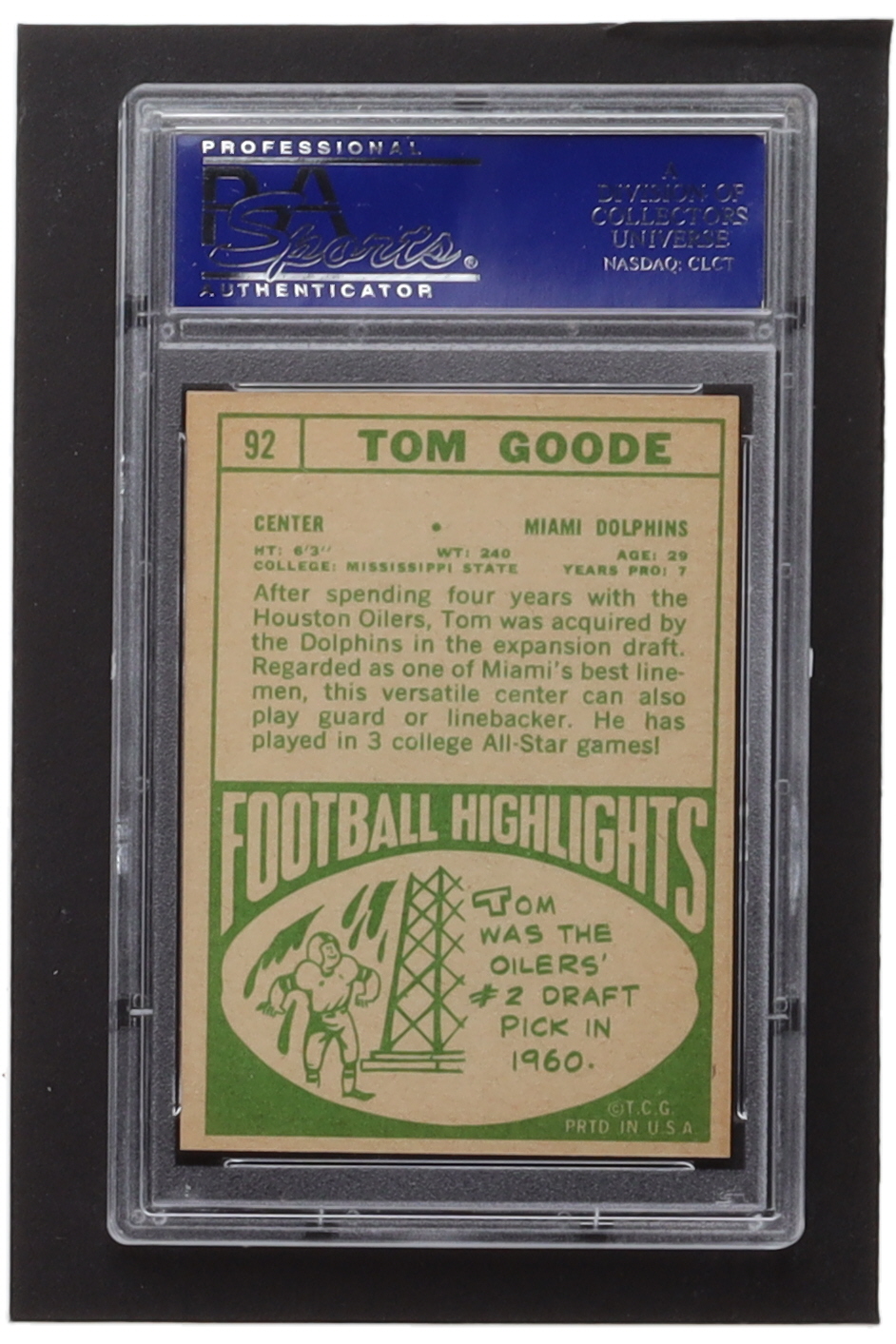 Tom Goode 1968 Topps #92 (PSA 5) | Pristine Auction