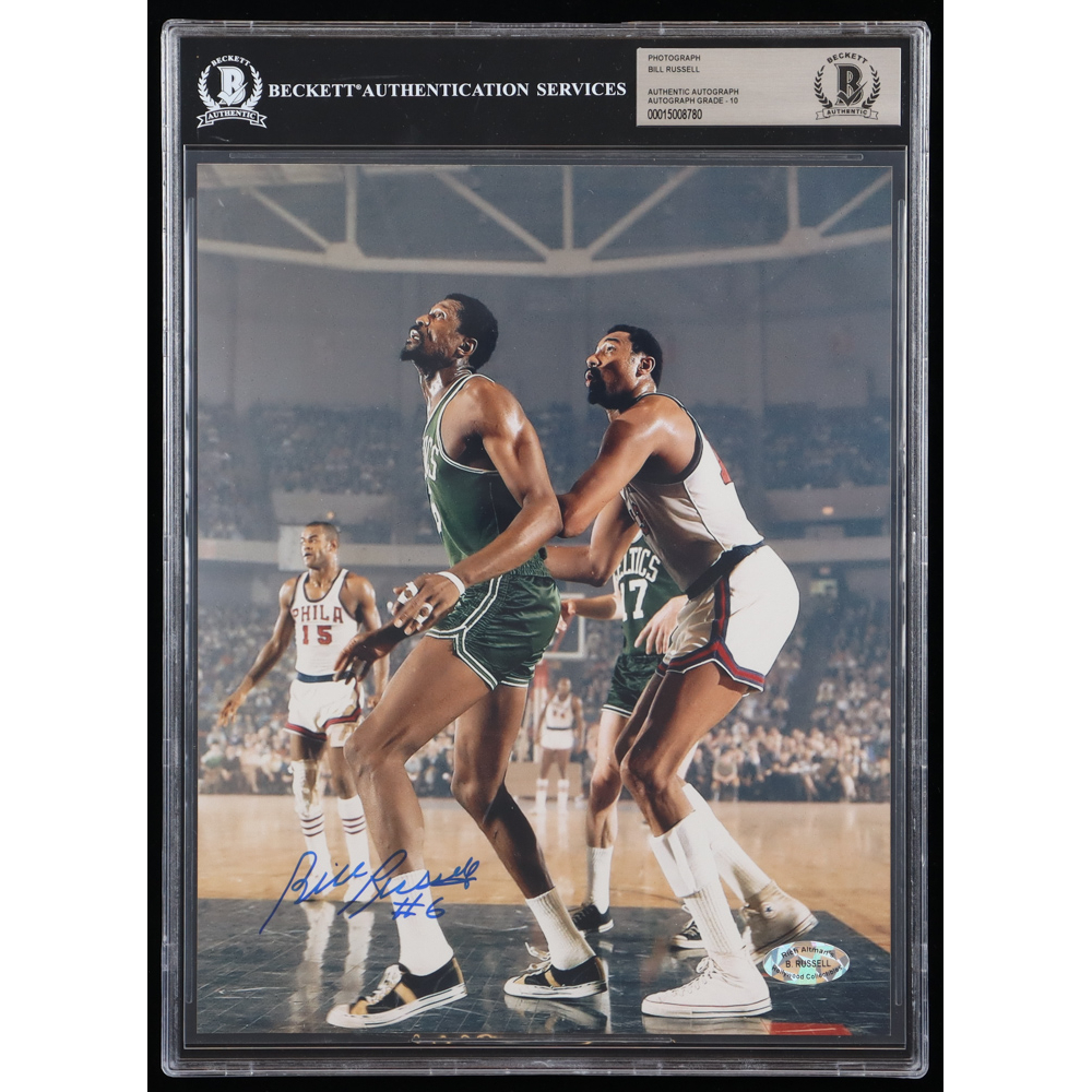 Bill Russell Signed Celtics 8x10 Photo vs. Wilt Chamberlain Inscribed ...