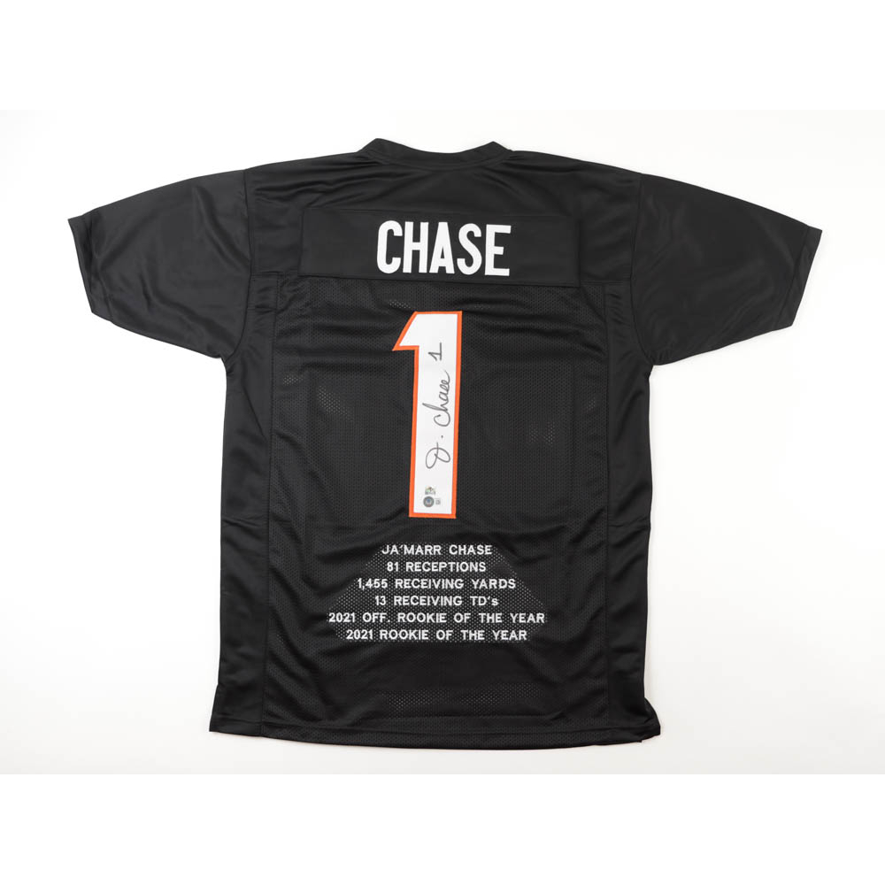 Ja'Marr Chase Signed Career Highlight Stat Jersey (Beckett & Chase ...