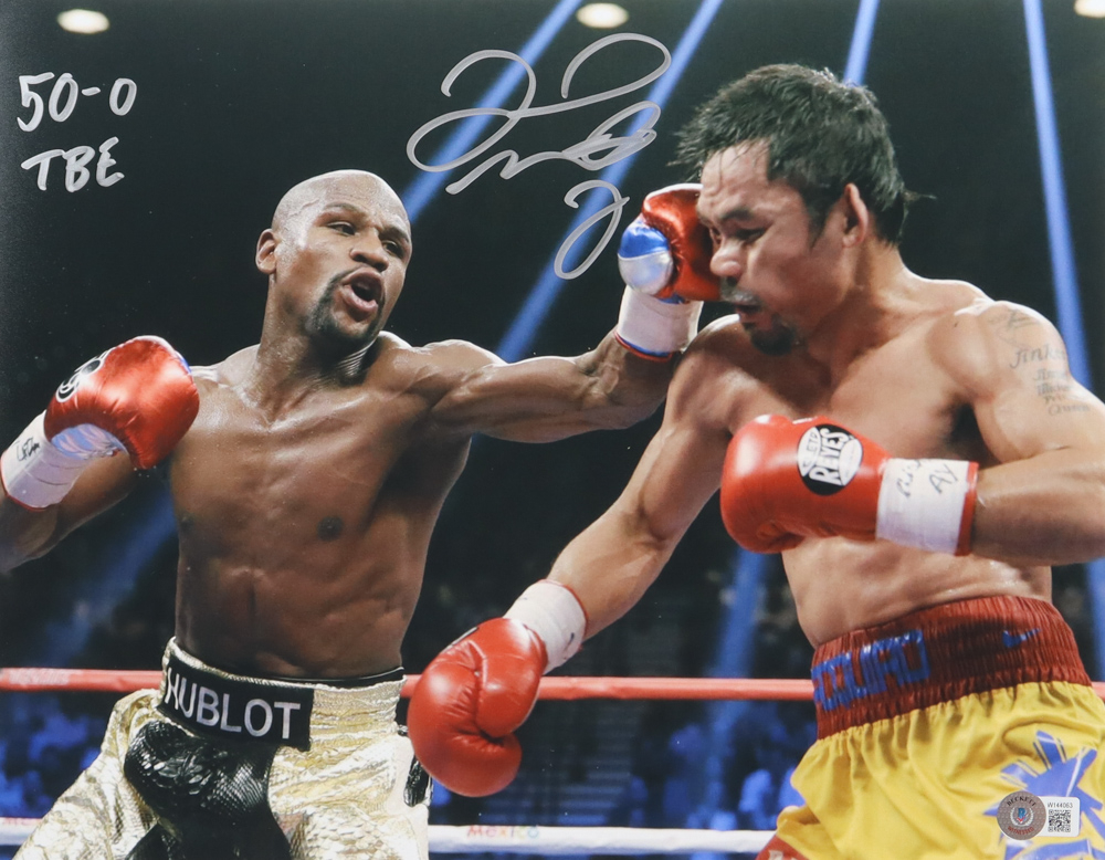 Floyd Mayweather Jr. Signed 11x14 Photo vs. Manny Pacquiao Inscribed ...