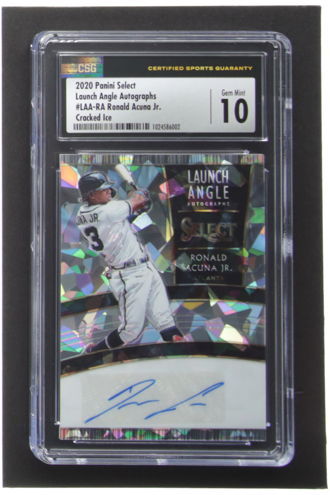 Ronald Acuna Jr. 2020 Select Launch Angle Autographs Prizms Cracked Ice ...