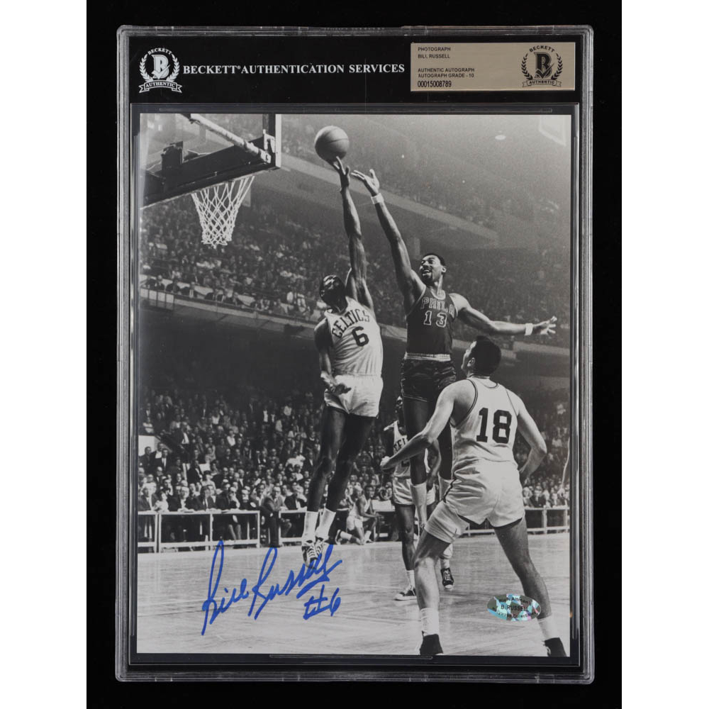 Bill Russell Signed Celtics 8x10 Photo vs. Wilt Chamberlain Inscribed ...