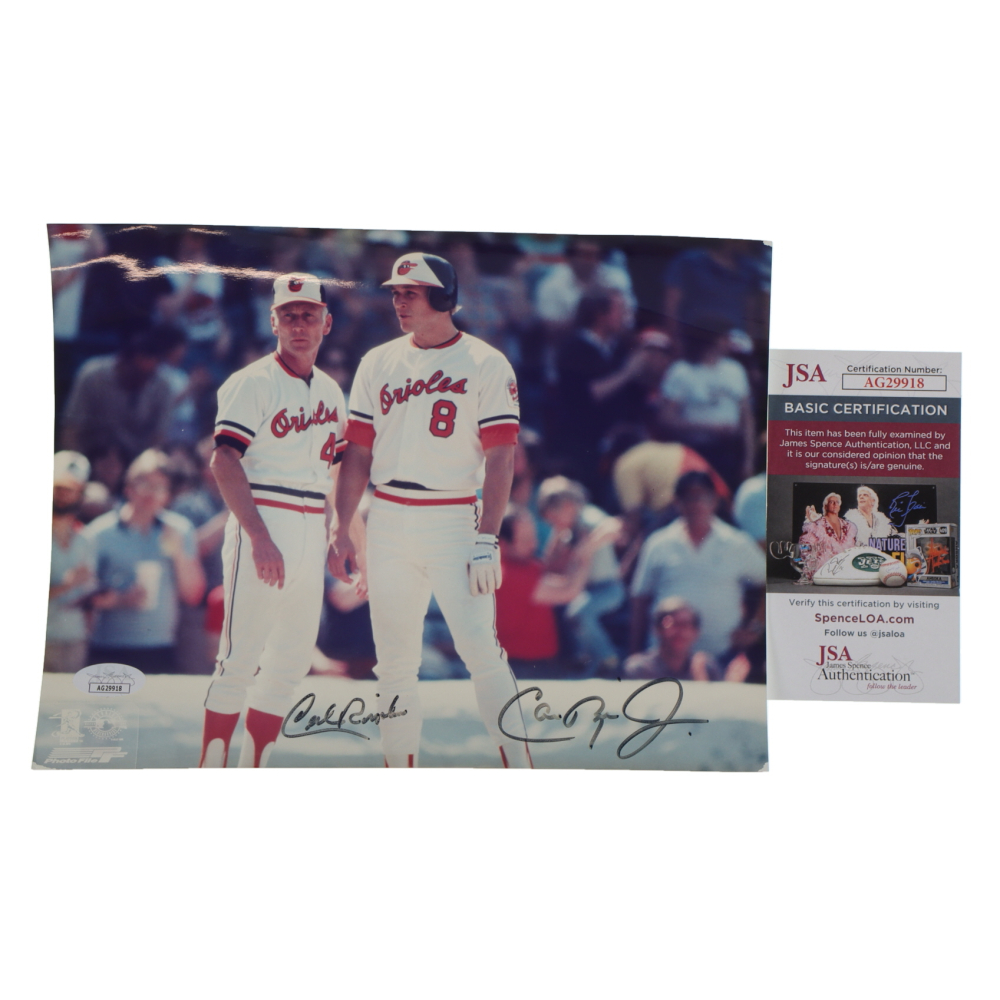 Cal Ripken & Cal Ripken Jr. Signed Orioles 8x10 Photo (JSA) | Pristine Auction