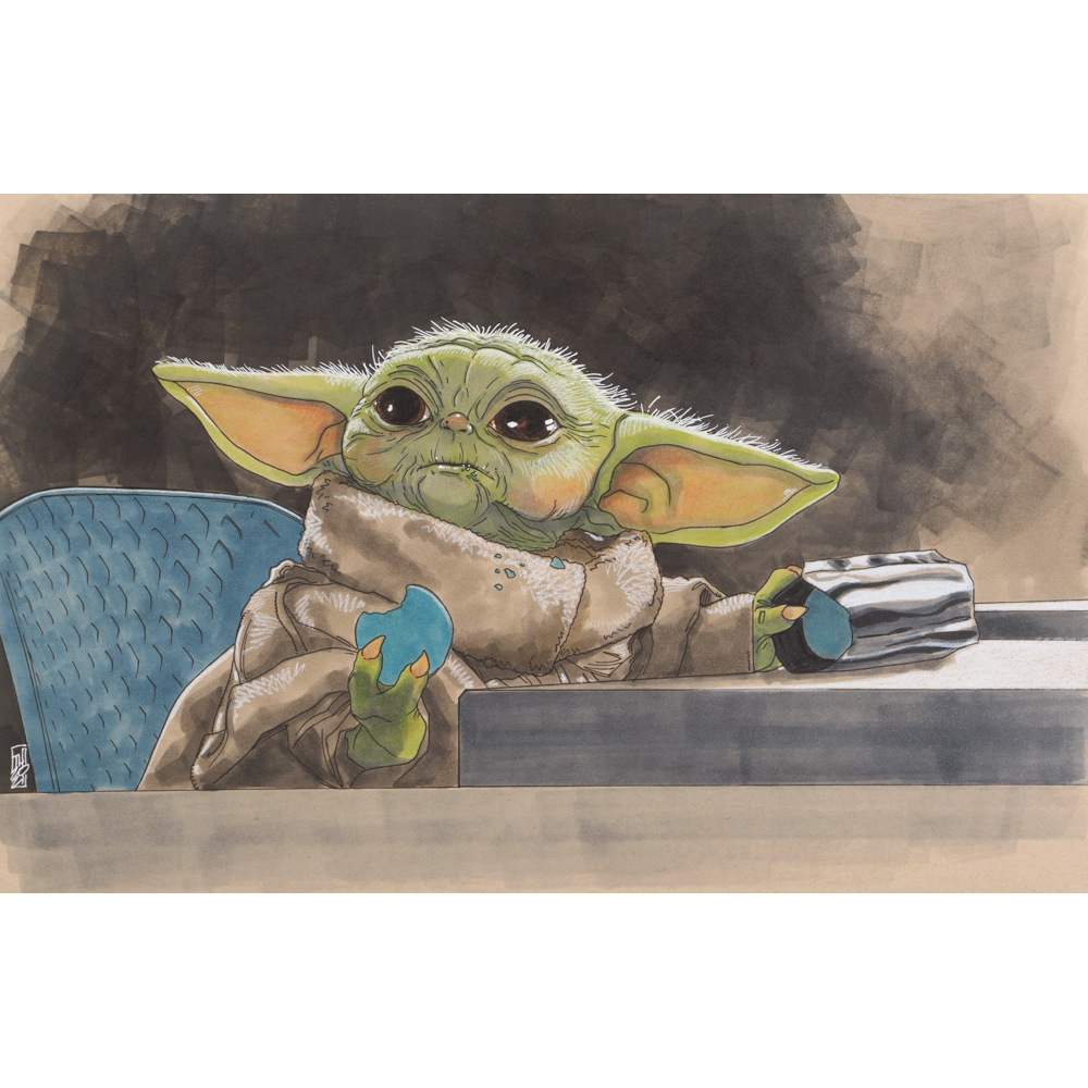 Tom Hodges - Grogu with Cookies - "Star Wars" - Signed 11x17 ORIGINAL ...