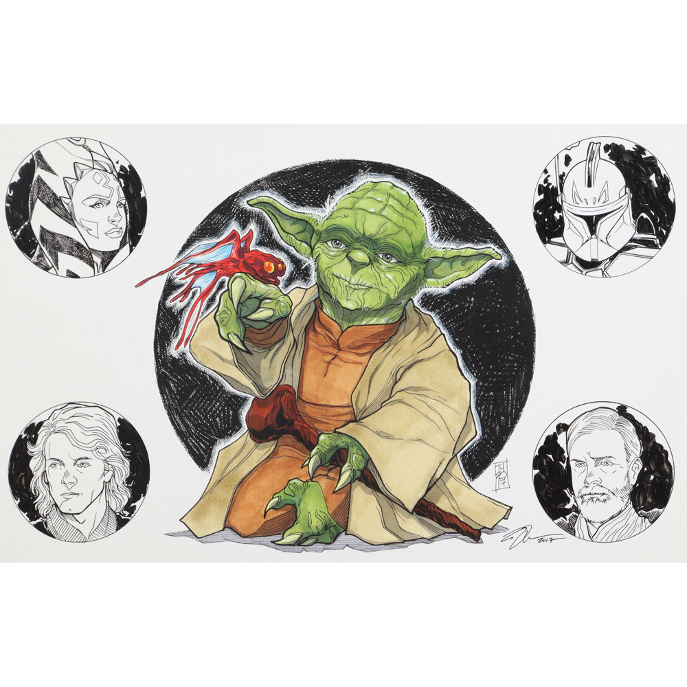 Tom Hodges - Yoda - "Star Wars" - Signed 11" x 17" Print with ORIGINAL ...
