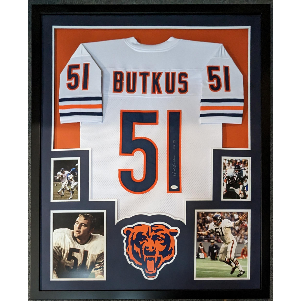 Dick Butkus Signed Custom Framed Jersey Display Jsa Pristine Auction