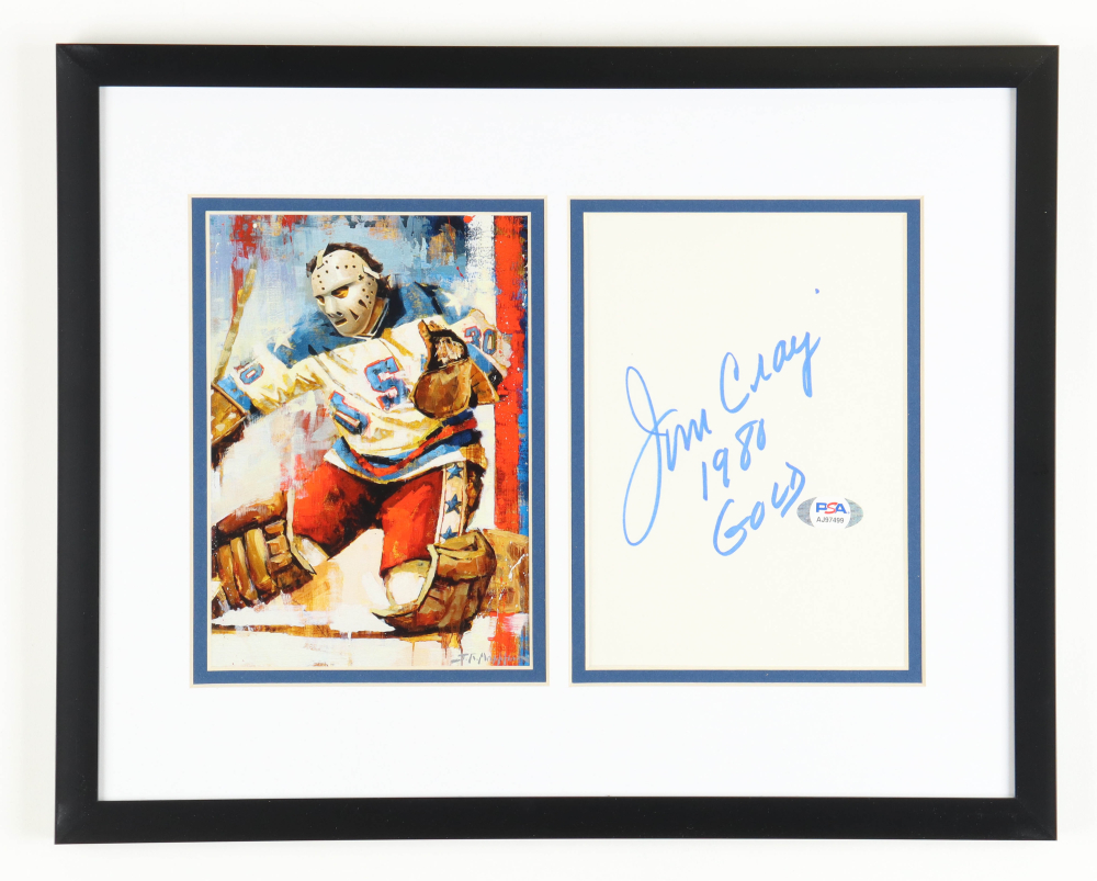 Jim Craig Signed Team USA Custom Framed Cut Display Inscribed "1980 ...