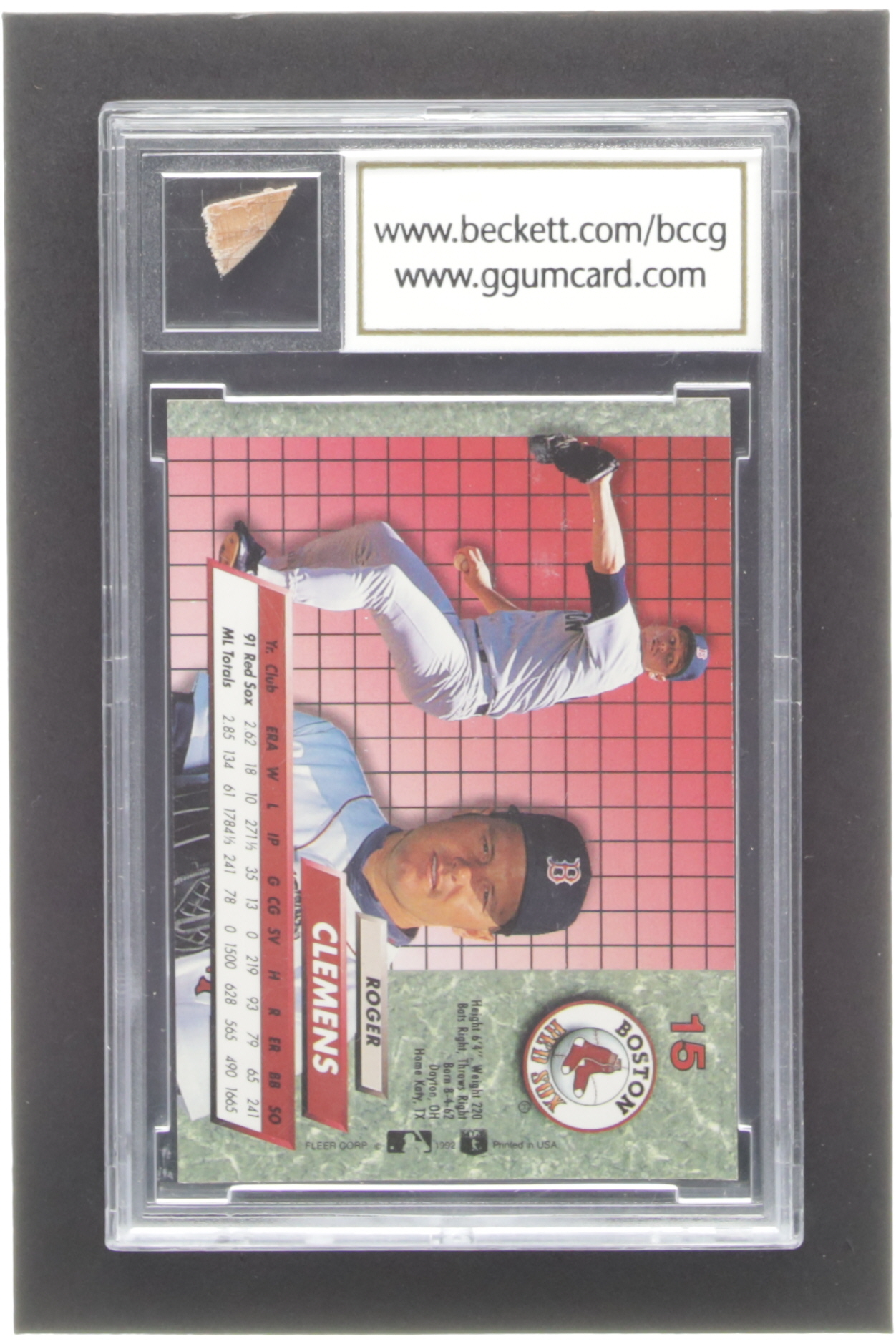 Roger Clemens 1992 Ultra #15 with Game Used Bat Piece (BCCG 10 ...