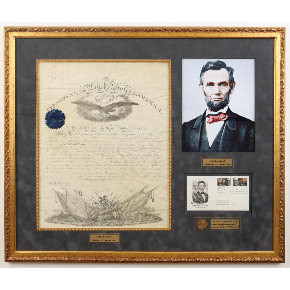 Abraham Lincoln & Edwin Stanton Signed Custom Framed Authentic ...