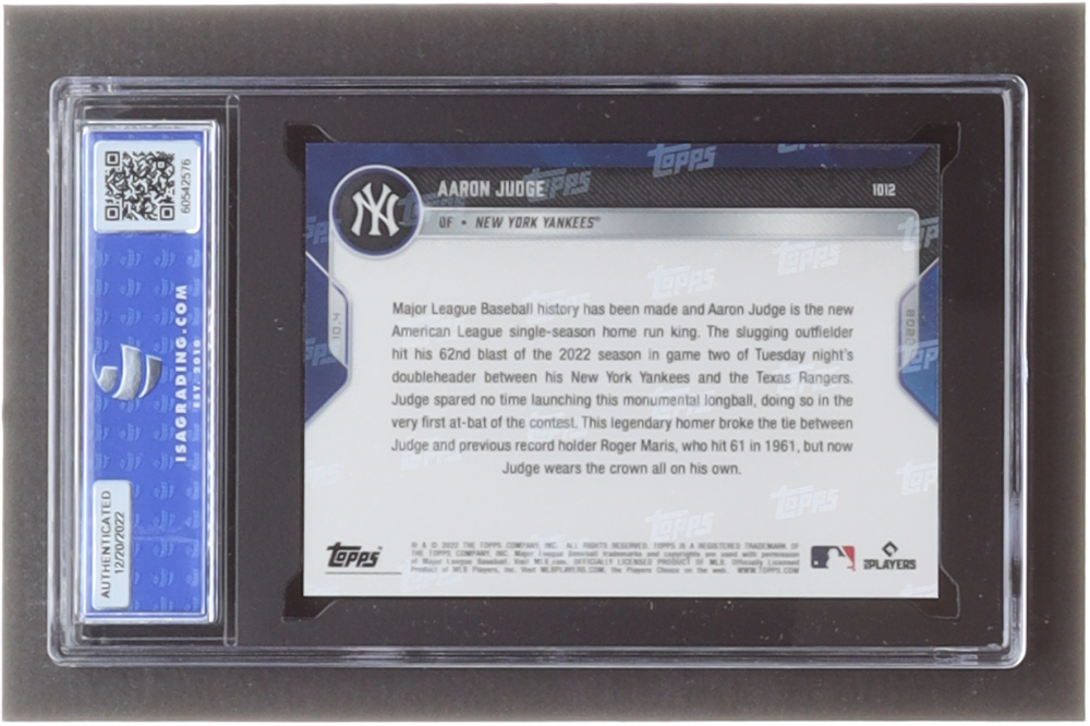 Aaron Judge 2022 Topps Now #1012 (ISA 10) | Pristine Auction