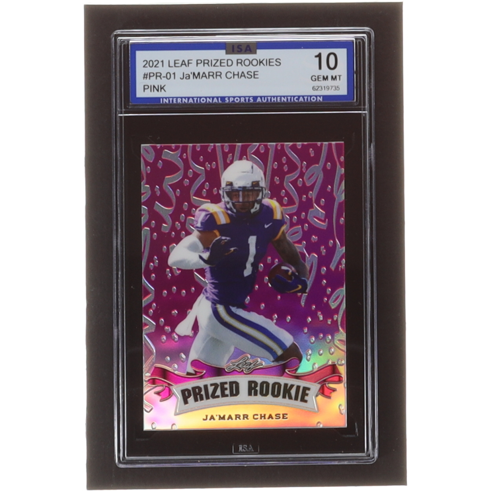 Ja'Marr Chase 2021 Leaf Prized Rookie Pink #PR01 #6/10 RC (ISA 10 ...
