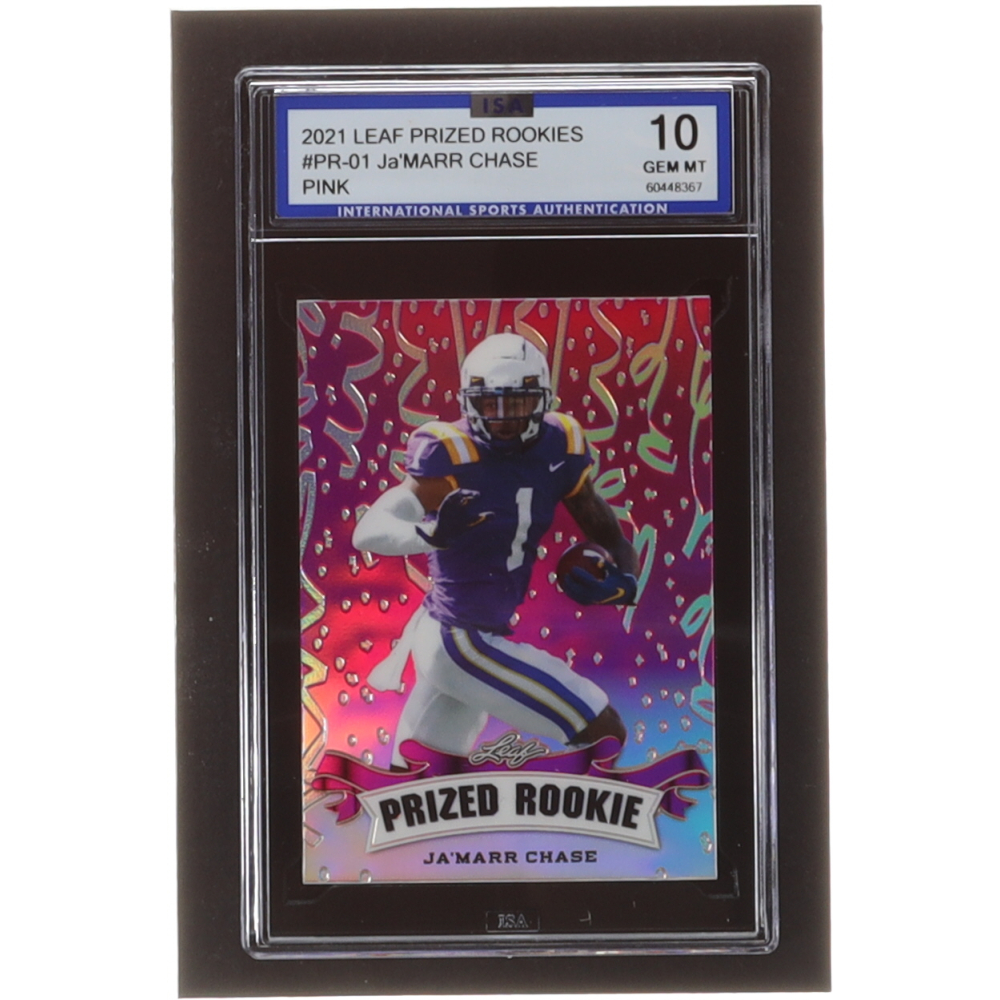 Ja'Marr Chase 2021 Leaf Prized Rookie Pink #PR01 #7/10 RC (ISA 10 ...