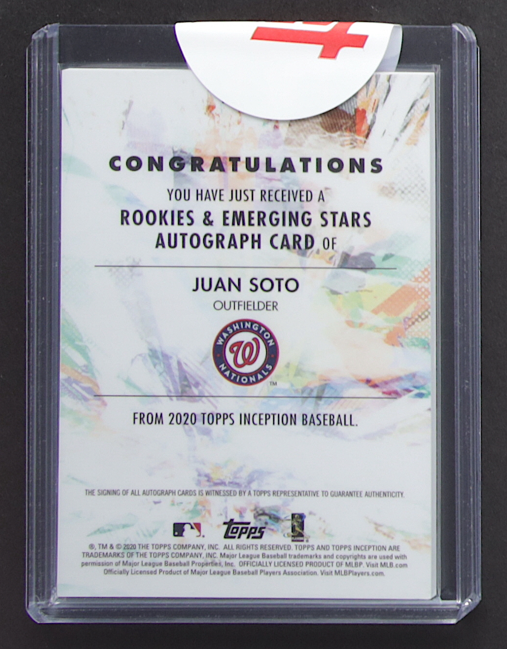 Juan Soto 2020 Topps Inception Rookie and Emerging Stars Autographs Red ...