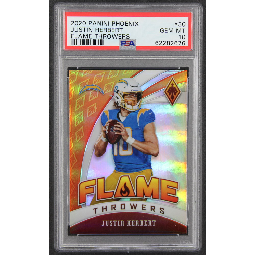 Justin Herbert 2020 Panini Phoenix Flame Throwers #30 RC (PSA 10 ...