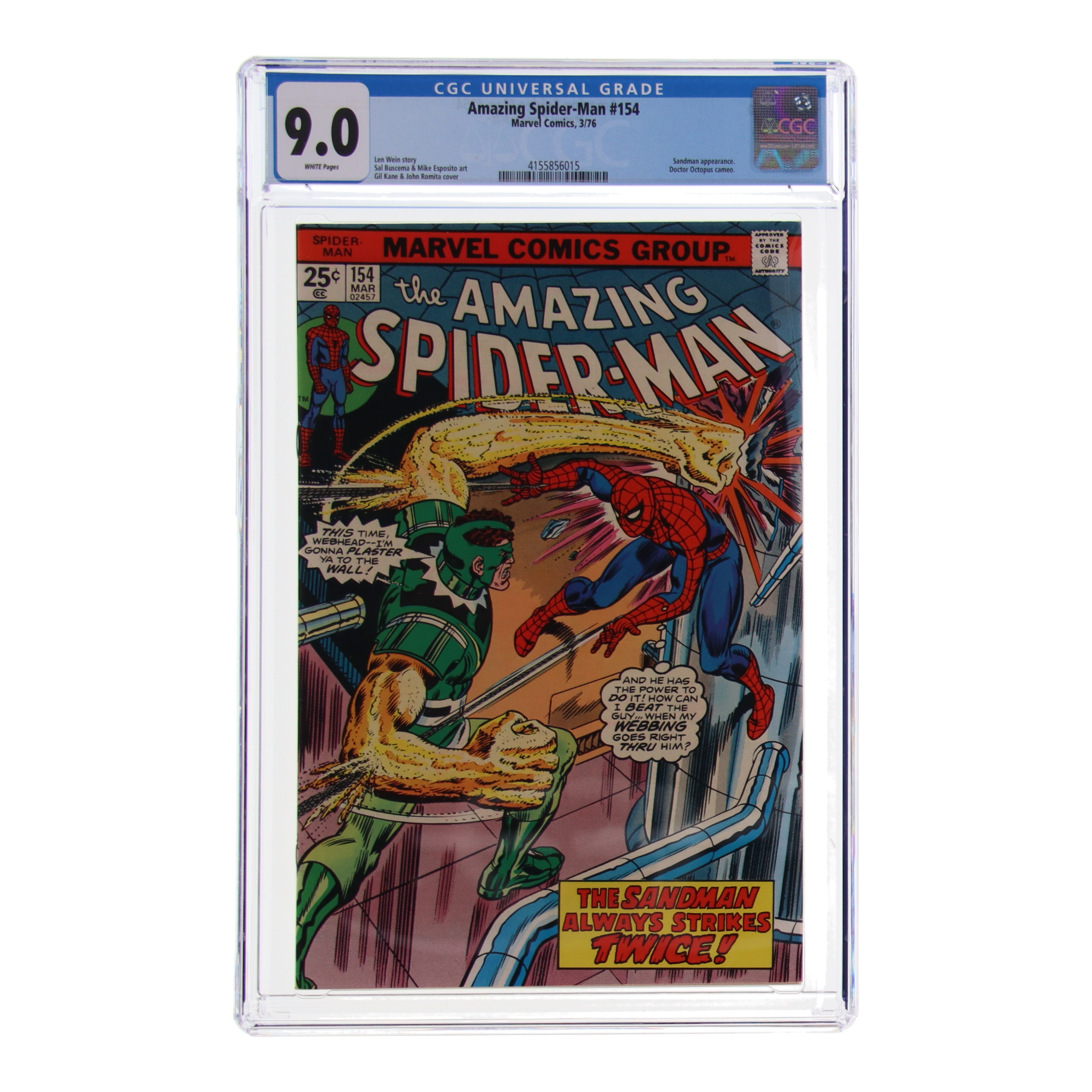 1976 "The Amazing Spider-Man" Issue #154 Marvel Comic Book (CGC 9.0 ...