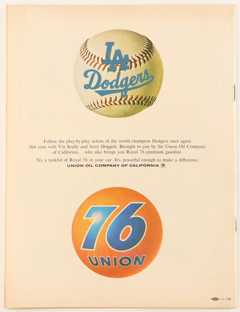 1966 Unscored Dodgers Official Scorecard Koufax Cover | Pristine Auction