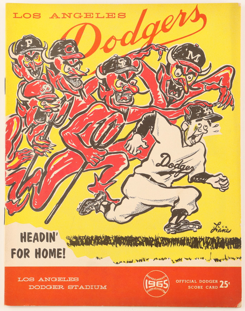 1965 Unscored Dodgers Official Dodger Stadium Scorecard Koufax Cover ...