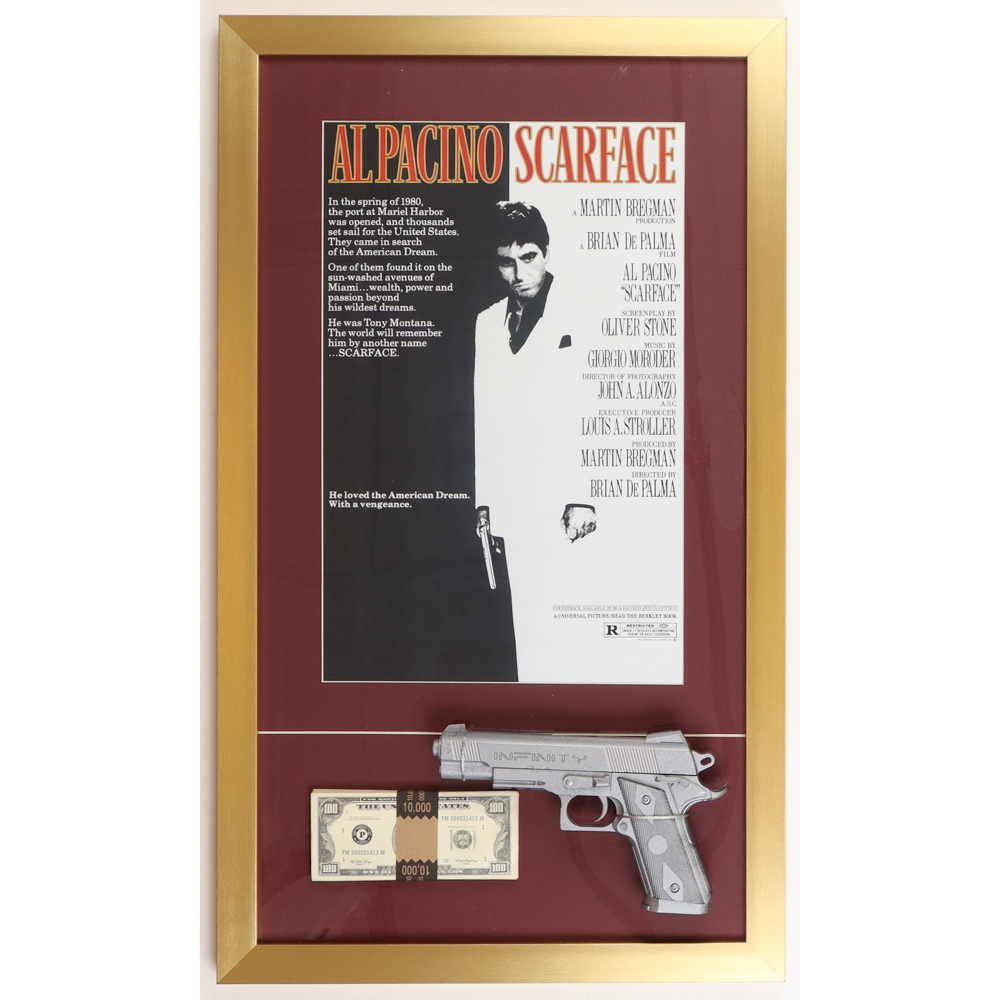 "Scarface" Custom Framed Movie Poster Display with Movie Prop Cash ...