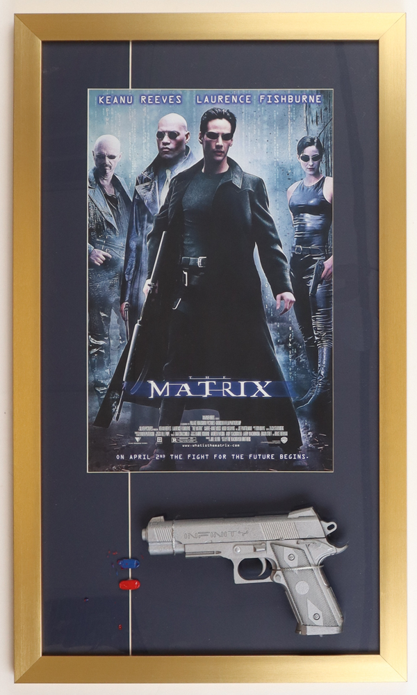 "Matrix" Custom Framed Display With Prop Pistol & Red/Blue Prop Pills ...