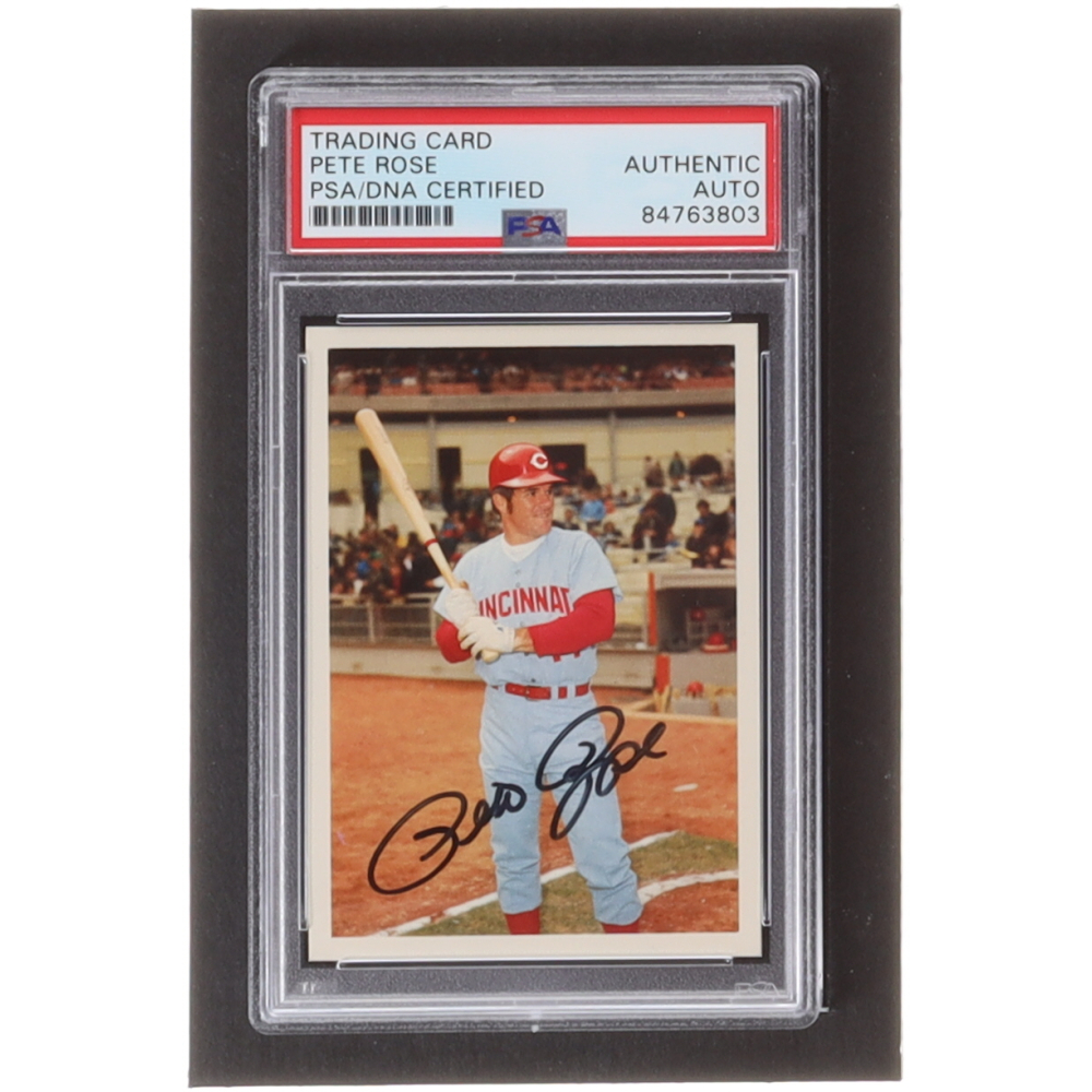 Pete Rose Signed 1985 Topps Rose #100 / Reds Holding Bat (PSA & Beckett ...