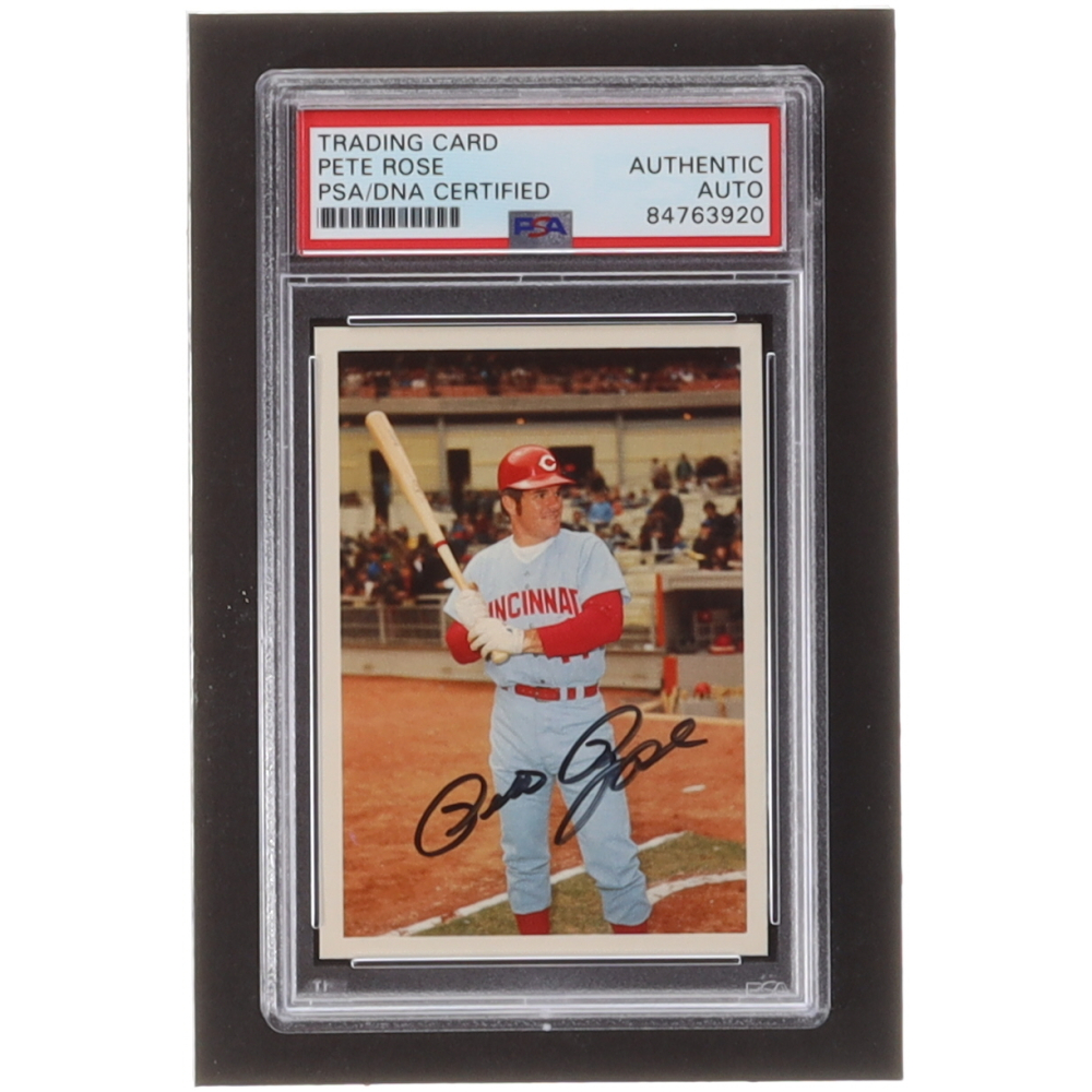 Pete Rose Signed 1985 Topps Rose #100 / Reds Holding Bat (PSA & Beckett ...
