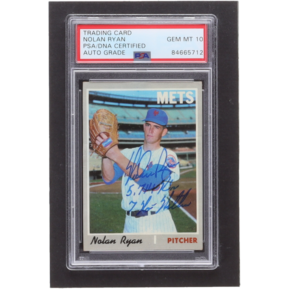 Nolan Ryan Signed 1970 Topps #712 Inscribed "5,714 K's" & "7 No-Hitters ...