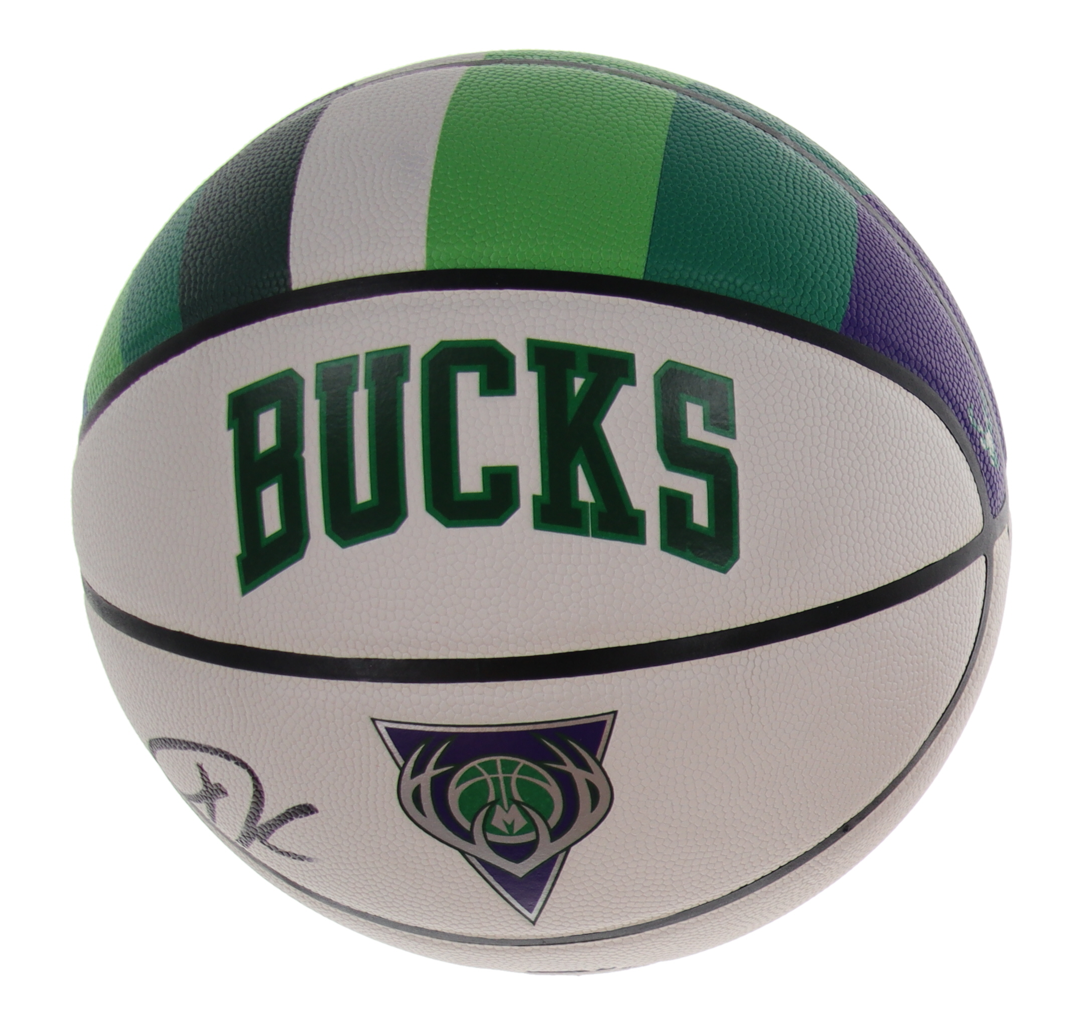 Giannis Antetokounmpo Signed Bucks Logo Basketball (Beckett) | Pristine ...