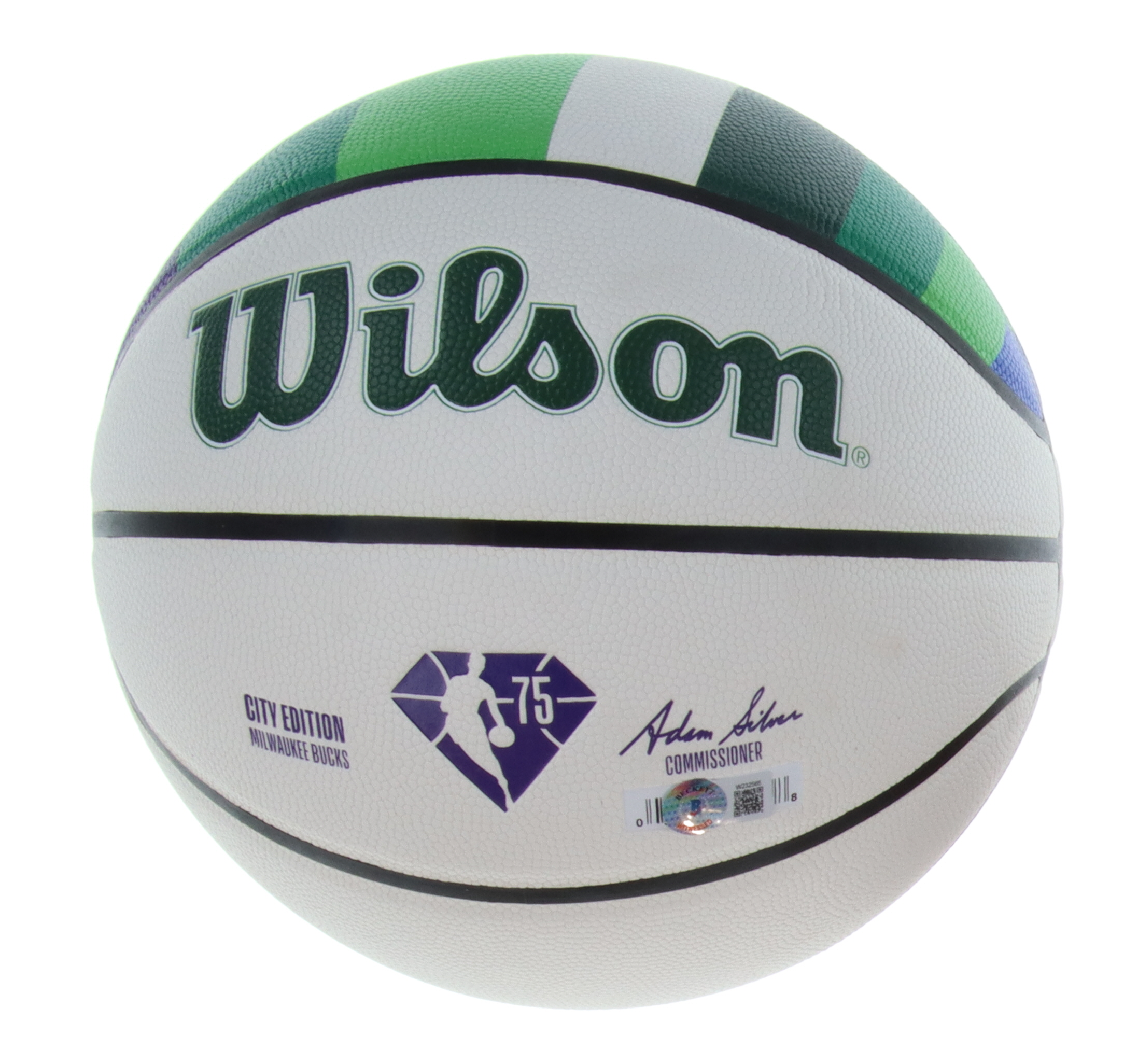 Giannis Antetokounmpo Signed Bucks Logo Basketball (Beckett) | Pristine ...
