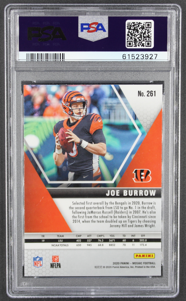 Joe Burrow 2020 Panini Mosaic #261 DEB RC (PSA 10) | Pristine Auction