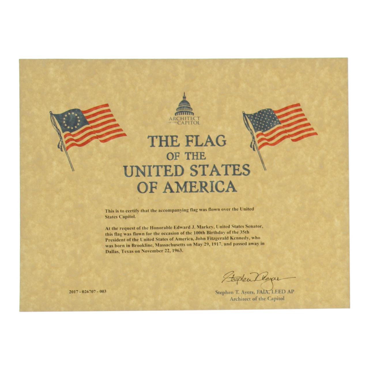 American Flag Flown Over the Capitol May 29, 2017 (Architect of the ...