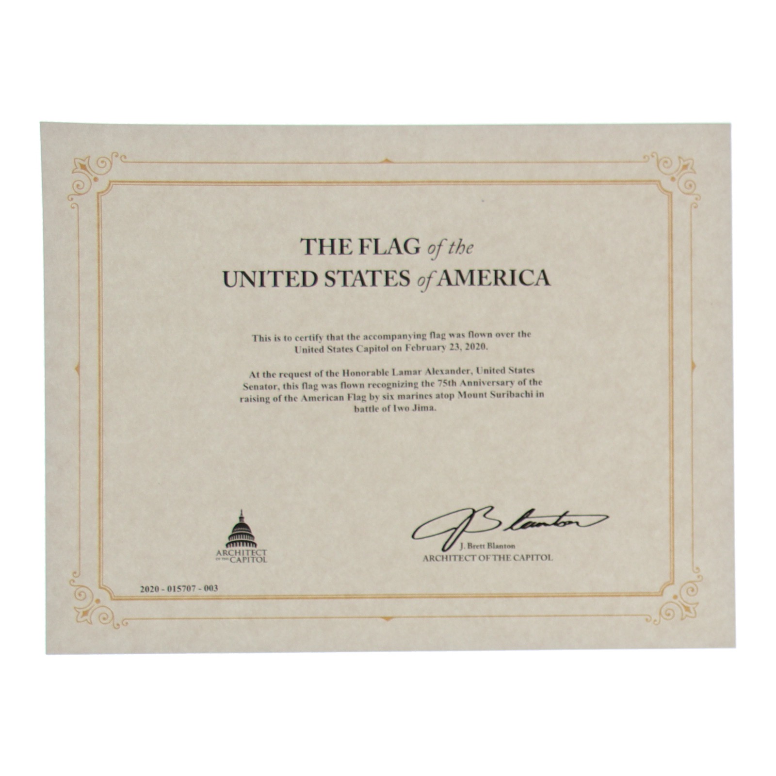 American Flag Flown Over the Capitol February 23, 2020 (Architect of ...