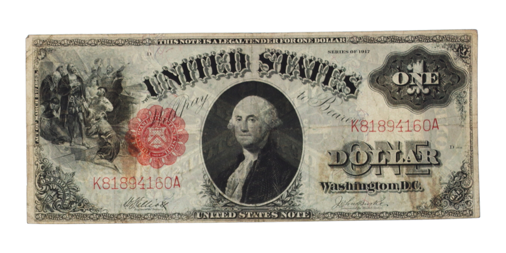 1917 $1 One Dollar Legal Tender Red Seal Large Size Bank Note Bill ...