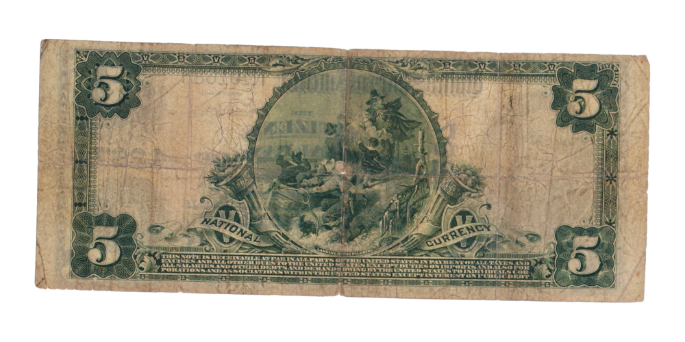 1902 $5 Five-Dollars U.S. National Currency Large-Size Bank Note - The ...