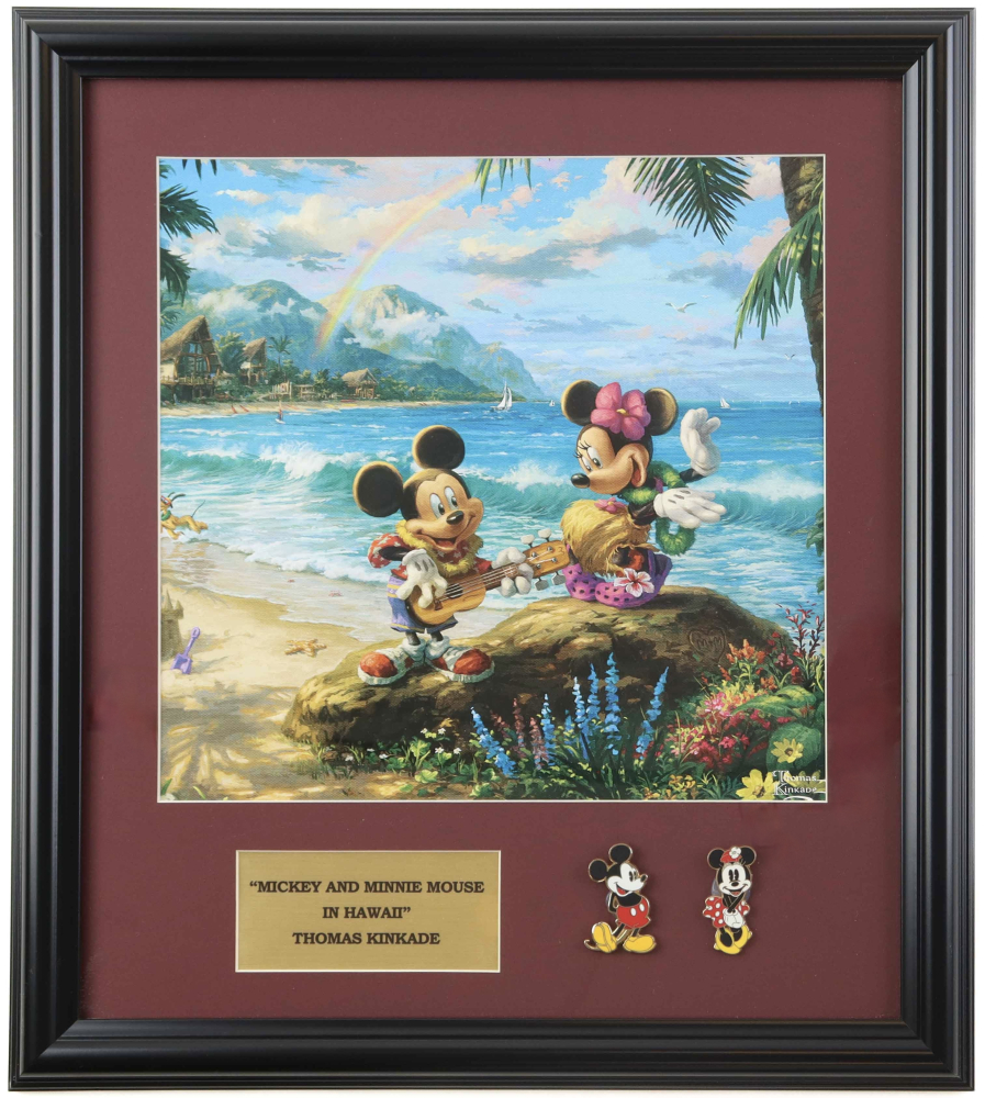 Thomas Kinkade "Mickey and Minnie in Hawaii" Custom Framed Print with ...
