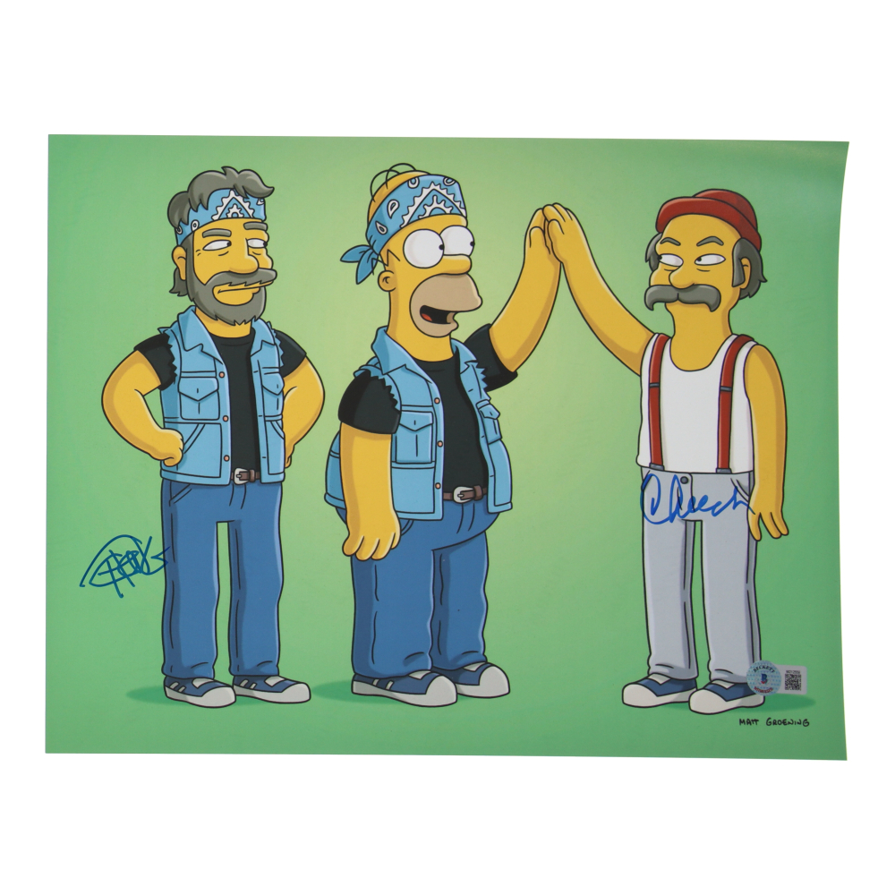 Cheech Marin Tommy Chong Signed Simpsons 11x14 Photo Beckett