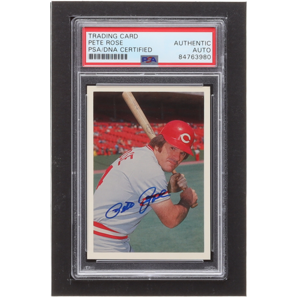 Pete Rose Signed 1985 Topps Rose #93 / Red Batting Left (PSA & Beckett ...