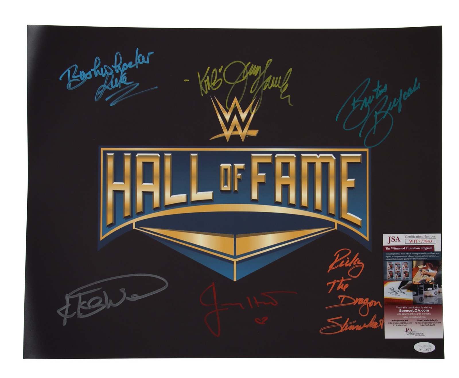 WWE Hall of Fame 16x20 Photo Signed by (6) with Jerry Lawler, Ricky ...