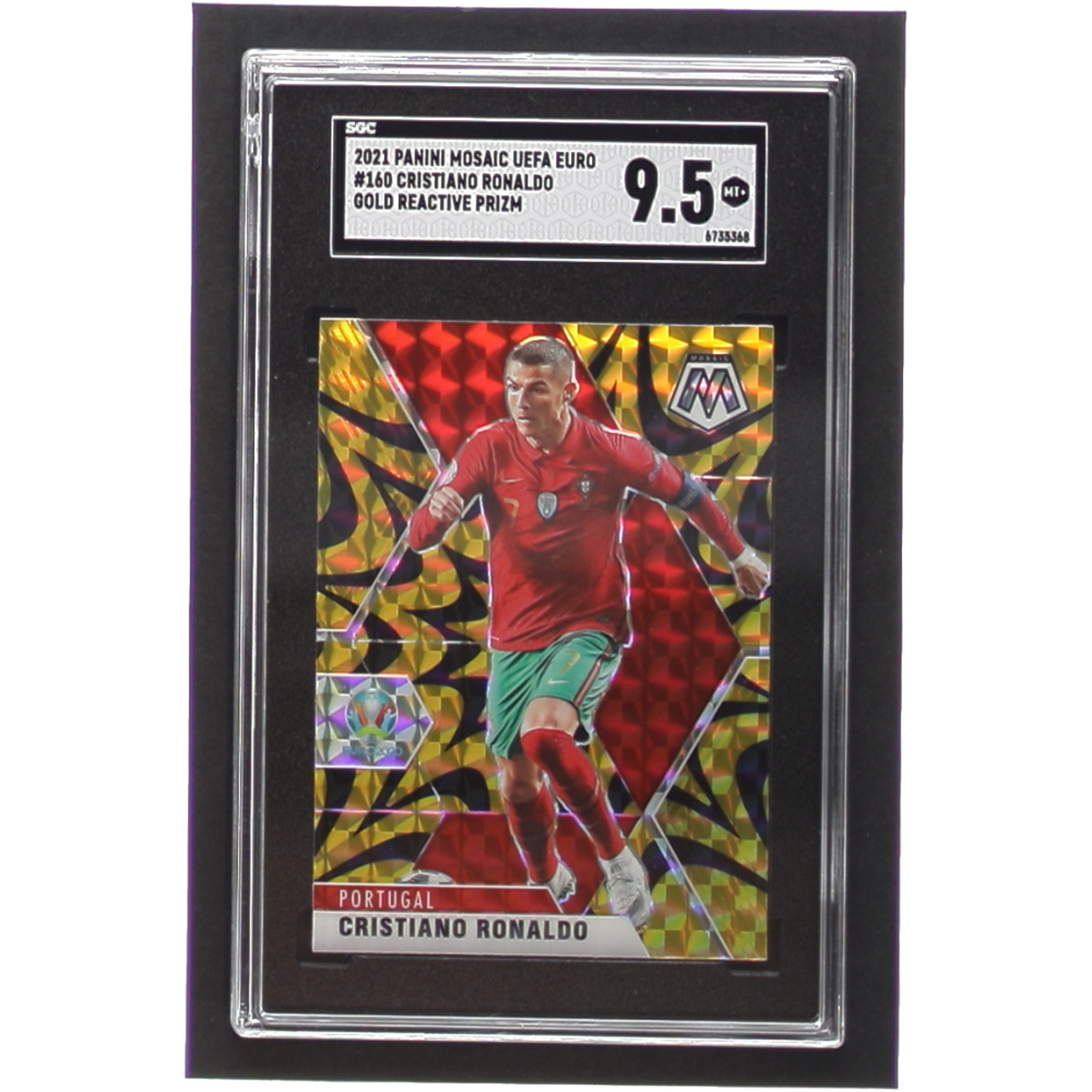 Cristiano Ronaldo 2020-21 Panini Mosaic UEFA Euro Mosaic Reactive Gold #160 (SGC 9.5) | Pristine ...