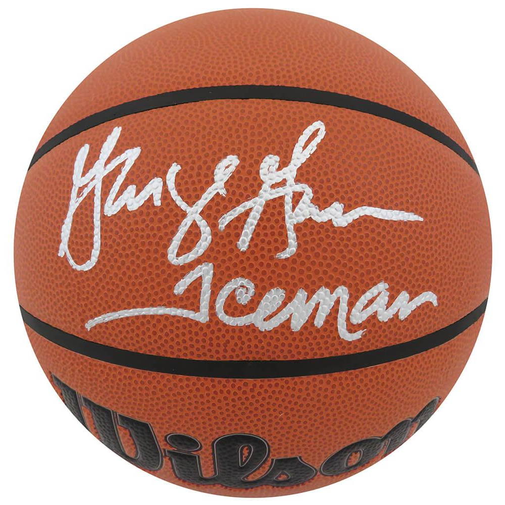 George Gervin Signed NBA Basketball Inscribed "Iceman" (Schwartz ...