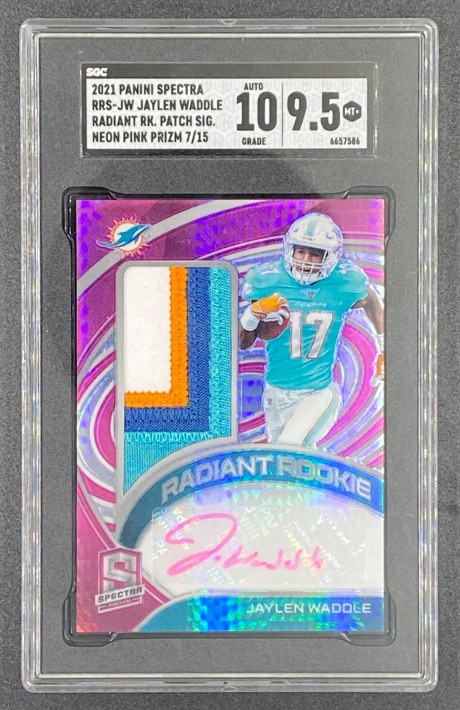 Jaylen Waddle 2021 Panini Spectra Radiant Rookie Patch Signatures Neon ...