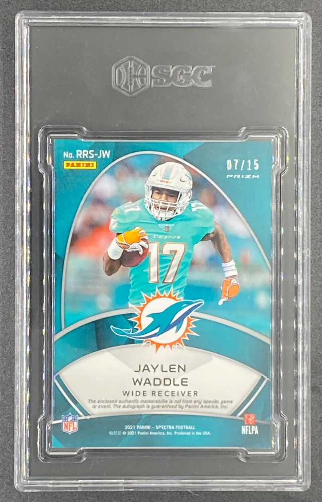 Jaylen Waddle 2021 Panini Spectra Radiant Rookie Patch Signatures Neon ...