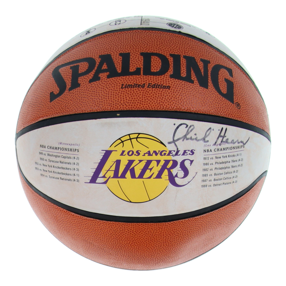 Chick Hearn Signed Los Angeles Lakers Logo Basketball (JSA) | Pristine ...