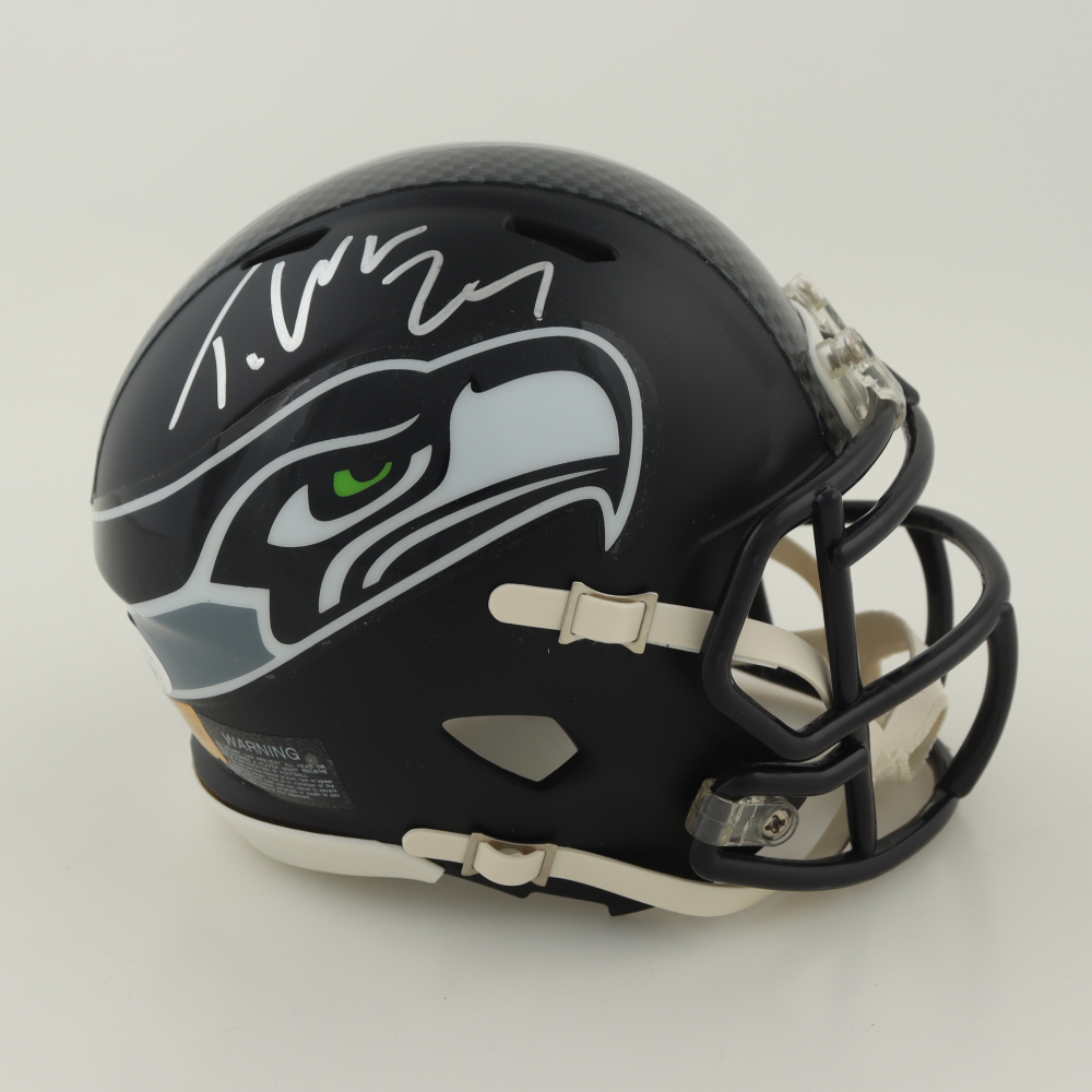 Tariq Woolen Signed Seattle Seahawks Matte Black Mini Speed Helmet (JSA ...