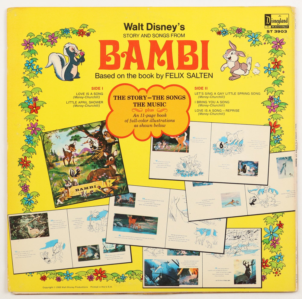 Walt Disney 1969 "Bambi" Original Disney LP Vinyl Record Album ...