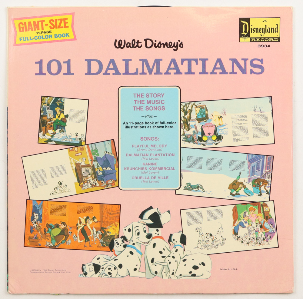 Walt Disney "101 Dalmatians" Original Disney LP Vinyl Record Album ...